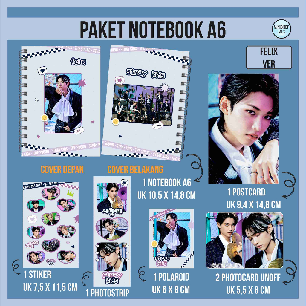 Jual PAKET HEMAT NOTEBOOK STRAY KIDS THE SOUND UNOFFICIAL - NOTEBOOK A6 ...