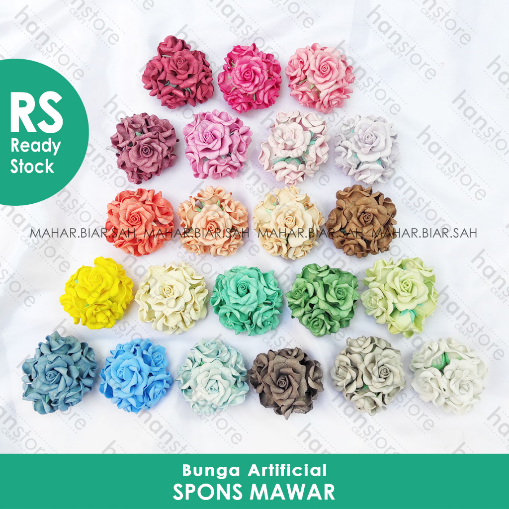 Jual RS ± 3,5 cm Bunga SPONS MAWAR MEDIUM / Artificial / Dekorasi ...
