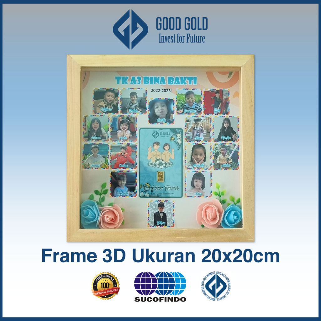 Jual Frame 3D Logam Mulia uk 20x20/ Custom Frame/ Hampers/ Gift Box ...