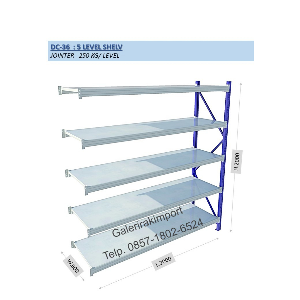 Jual Rak Gudang Kapasitas 250kg/Level / Rak Besi Baja / Rak Susun / Rak ...