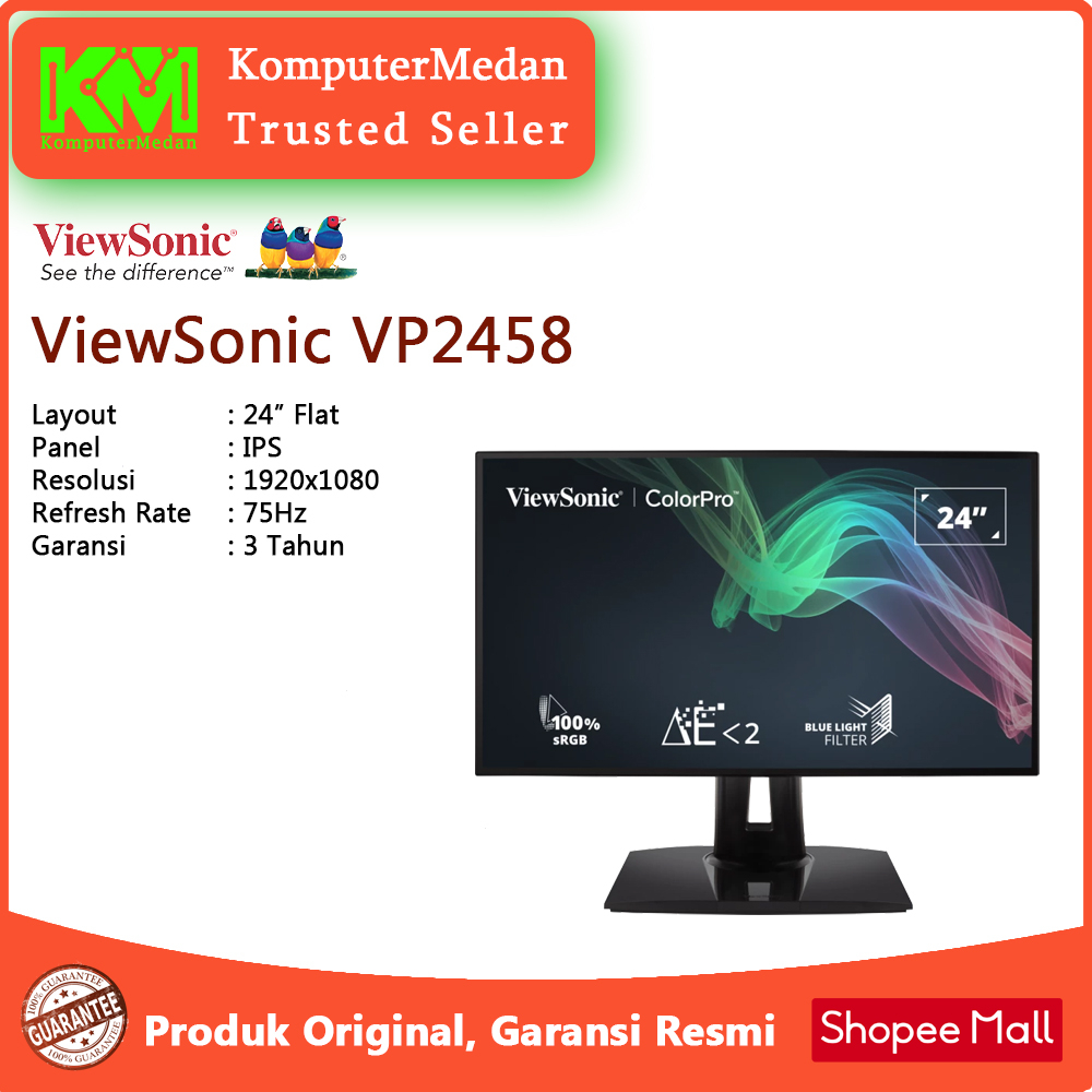 Jual LED MONITOR Viewsonic VP2458 Professional (24"/FHD/IPS/VGA/HDMI/DP ...