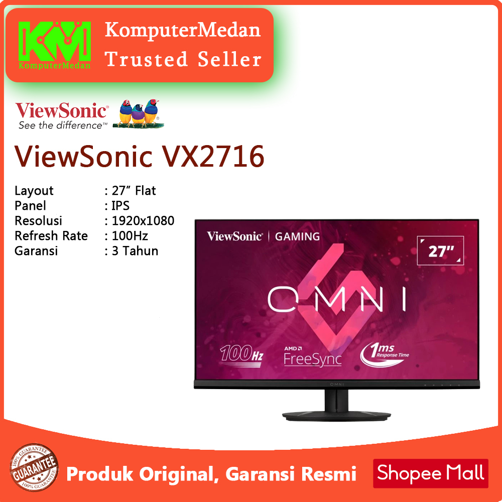 Jual ViewSonic VX2716 (27"/IPS/FHD/100Hz/HDMI/DP/Speaker) | Shopee Indonesia