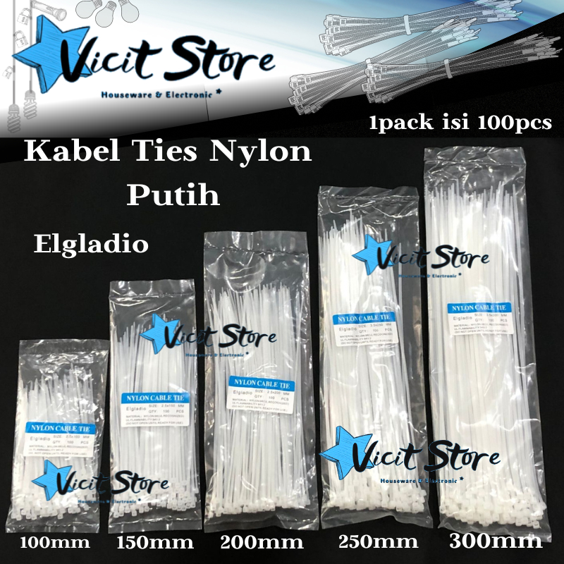 Jual Kabel Ties Putih 10cm/ 15cm/ 20cm/ 25cm/ 30cm Harga 1pack isi 100pcs | Shopee Indonesia