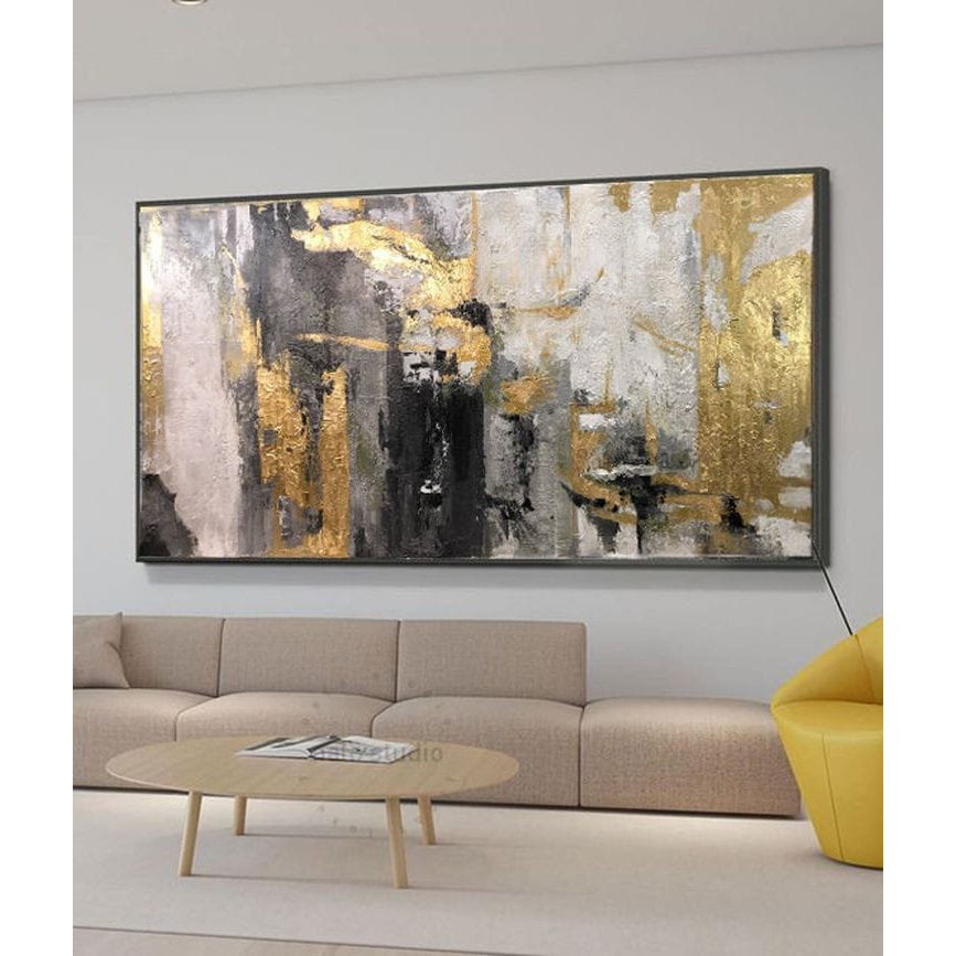 Jual lukisan abstrak modern Bbs2 Black & White 60x80+frame | Shopee ...