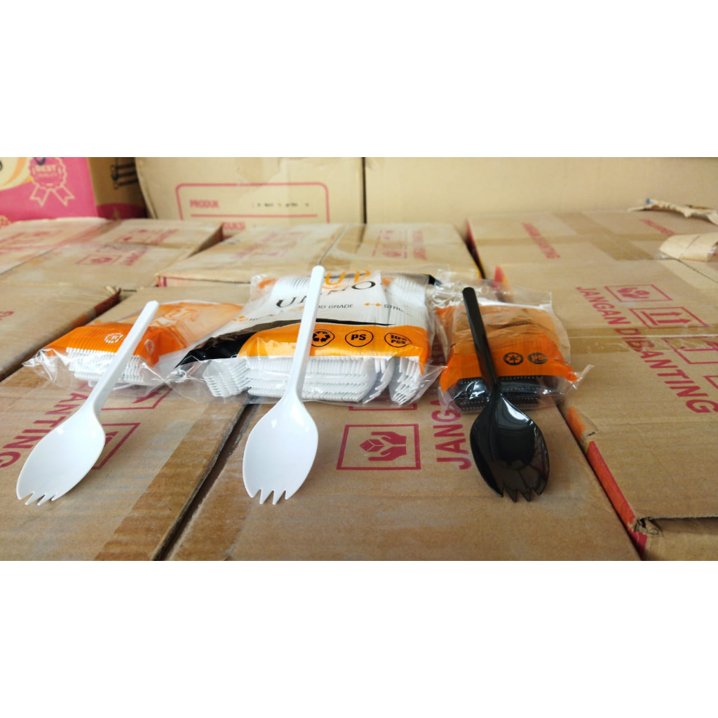 Jual #ECR2026# Spork uno, sendok garpu uno, dijual per pack isi 100 pcs ...