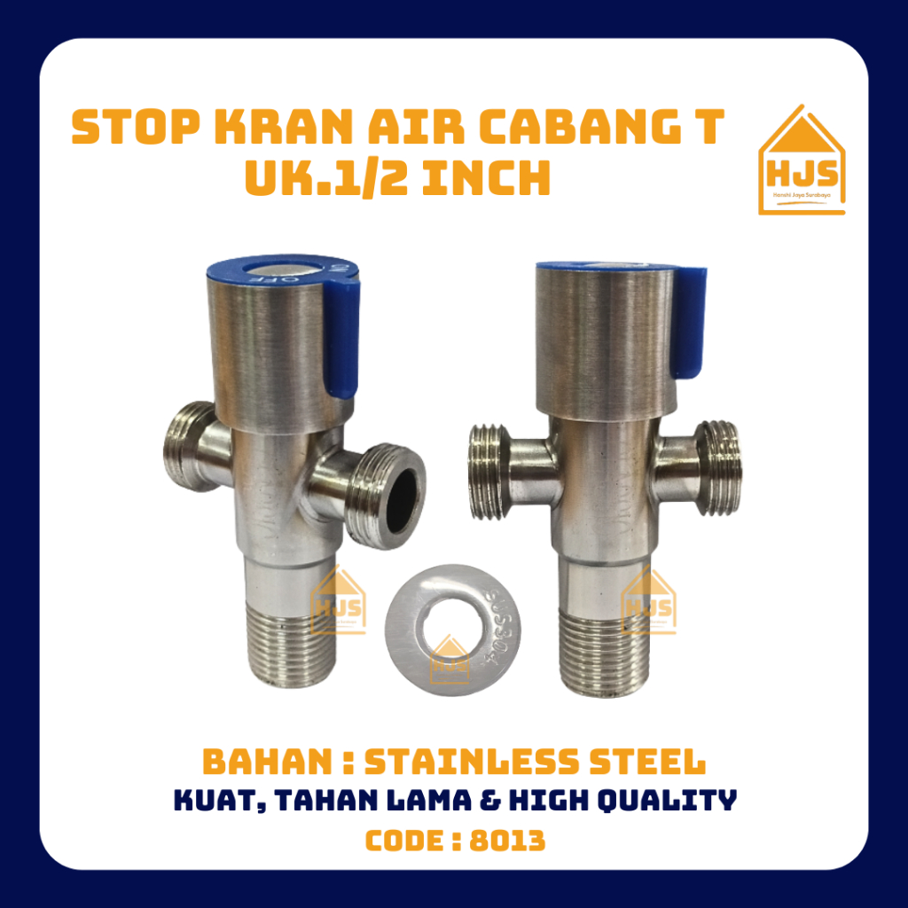 Jual Stop Kran Cabang T Kran Stainless 1/2 Inch [8013] | Stop Kran ...