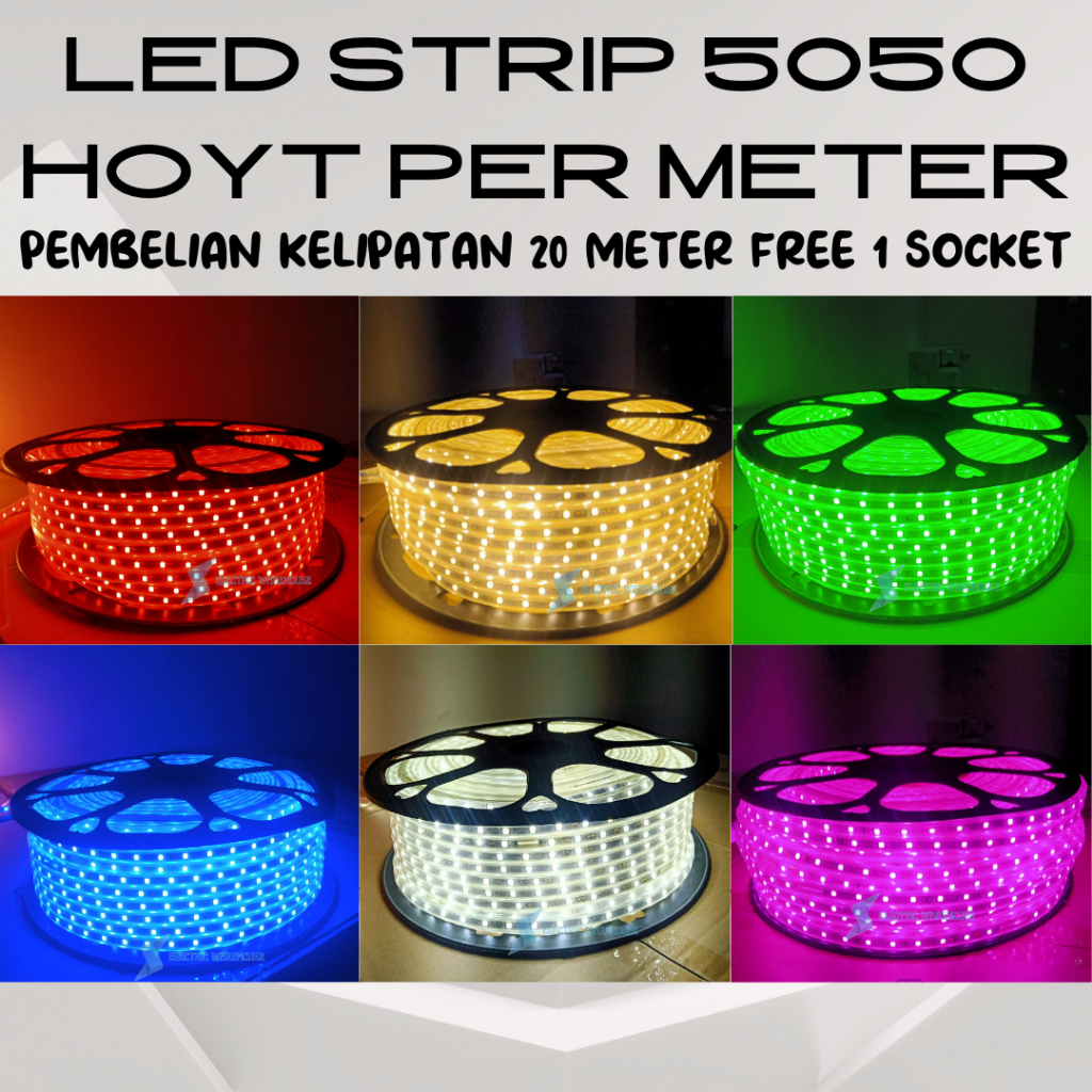 Jual HOYT 220V LISTRIK 60 MATA LED LAMPU SELANG LED STRIP 5050 MERAH ...