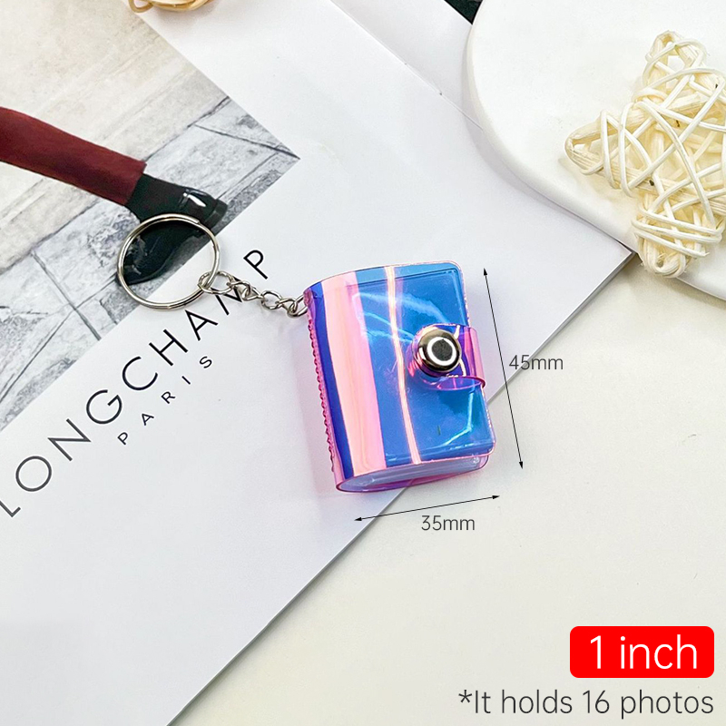 Jual COD 1 & 2 Inch Mini Photo Album 16 Pockets KeyRing Key Ring Shiny Transparent Foto Binder ...