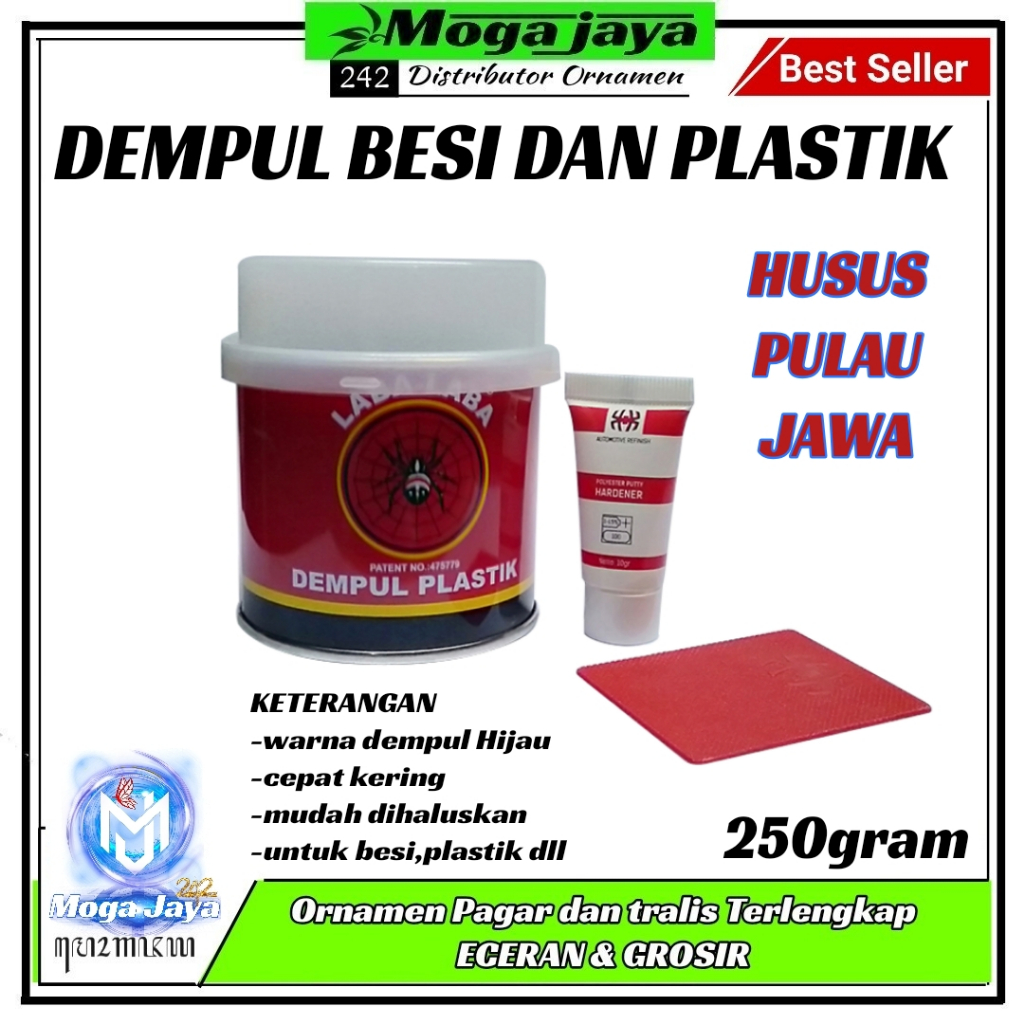 Jual dempul halus dempul besi kayu plastik 250gram laba laba | Shopee ...