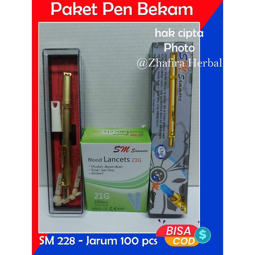 Jual Paket SAMMORA Pen Gold 228 dan Jarum SAMMORA 100 Pcs Bekam ...