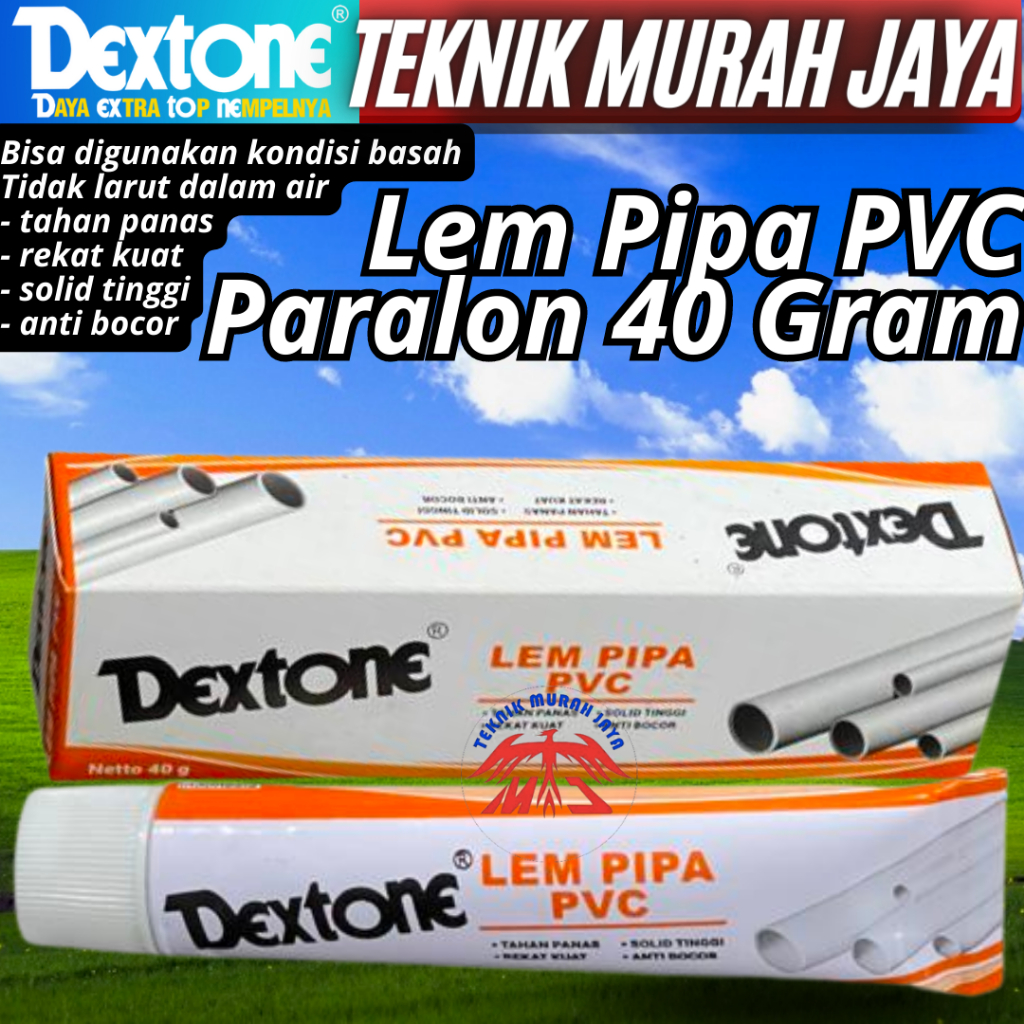 Jual DEXTONE Lem Pipa PVC Paralon 40gr Perekat Pralon Talang Lem Tube ...