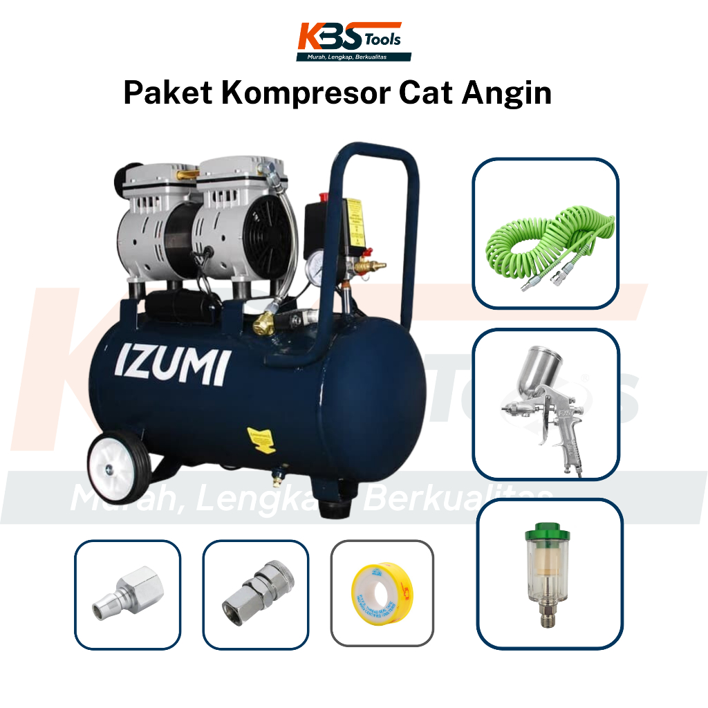 Jual Paket Kompresor Cat Angin - Compressor Oilless 1 HP IZUMI OM 1024 ...