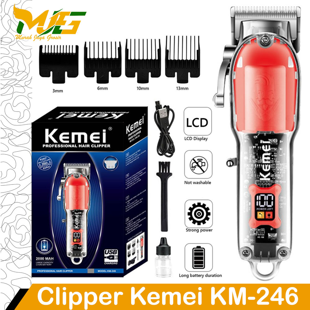 Jual Clipper Kemei KM-246 LCD Display Alat Cukur Barbershop Mesin Potong Rambut Cas | Shopee ...