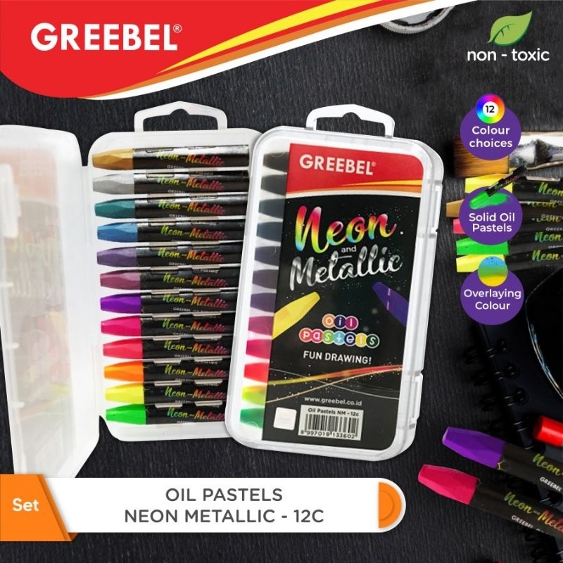 Jual Greebel Crayon Neon & Metalic / Krayon Anak Kids Oil Pastel isi 12 ...