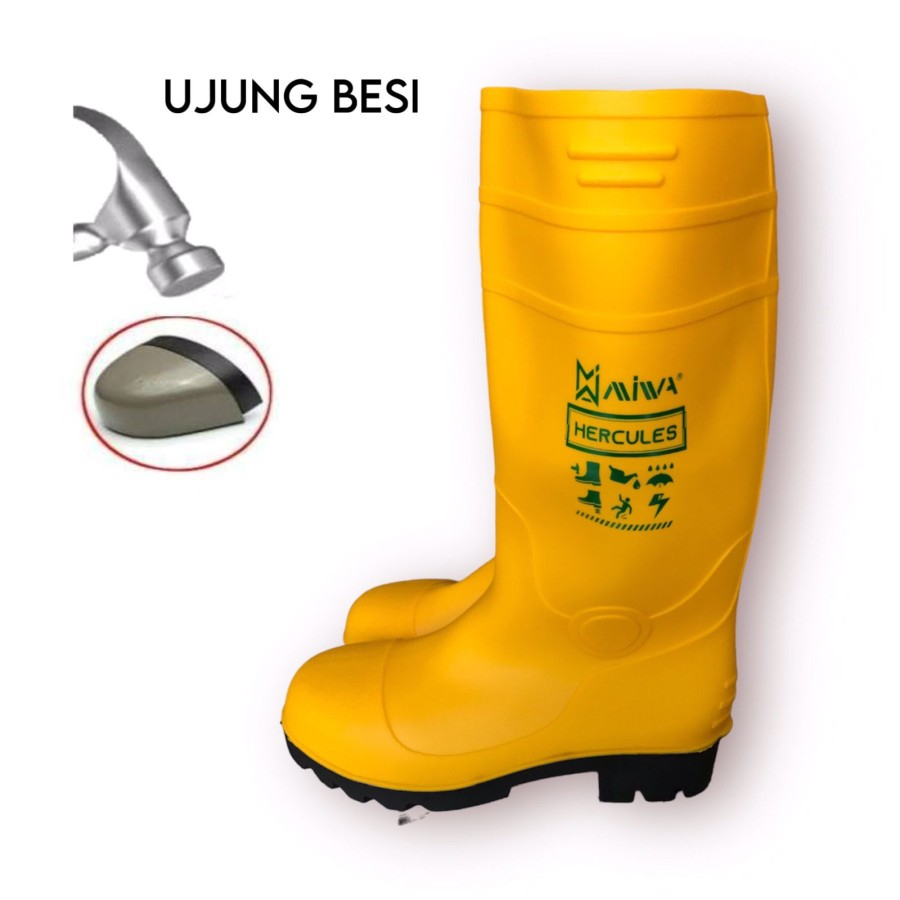 Jual Sepatu Boot Ujung Besi/Rubber Safety Shoes Steel Toe PVC MIWA ...