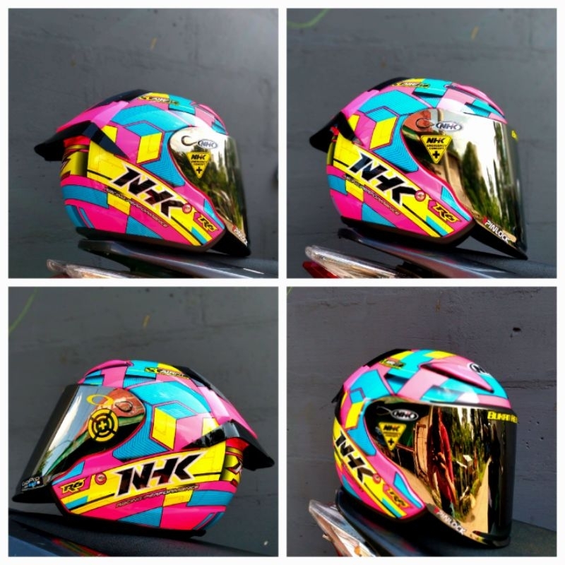Jual HELM NHK R6 CORAK CUBE PAKET GANTENG VENOM VISOR PNP WITH SPOILER ...