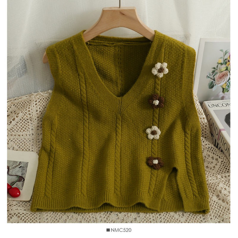 Jual ATASAN RAJUT WANITA (flower rompi vest rajut rompi bunga Kaos ...