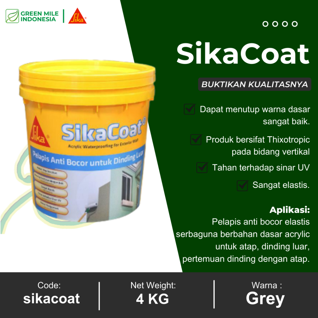Jual SikaCoat Sika coat 4 kg waterproofing cat pelapis anti bocor ...