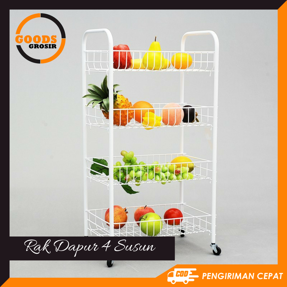 Jual RAK DAPUR TROLLEY 4 SUSUN TEMPAT BUAH/SAYUR SERBAGUNA | Shopee ...