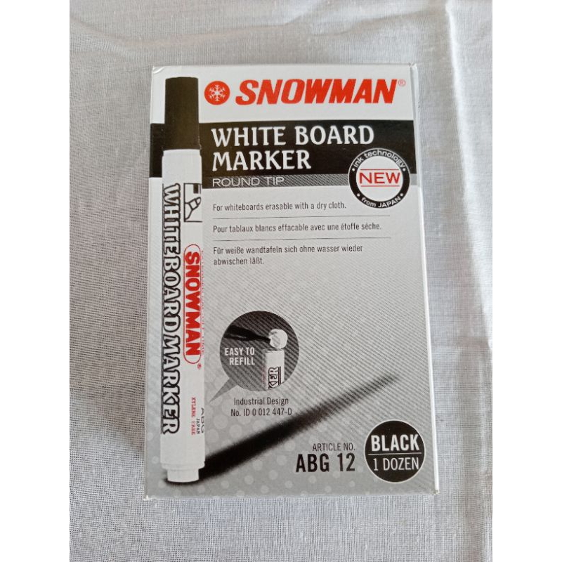 Jual Spidol White Board Marker Snowman / spidol white board ABG12 black ...