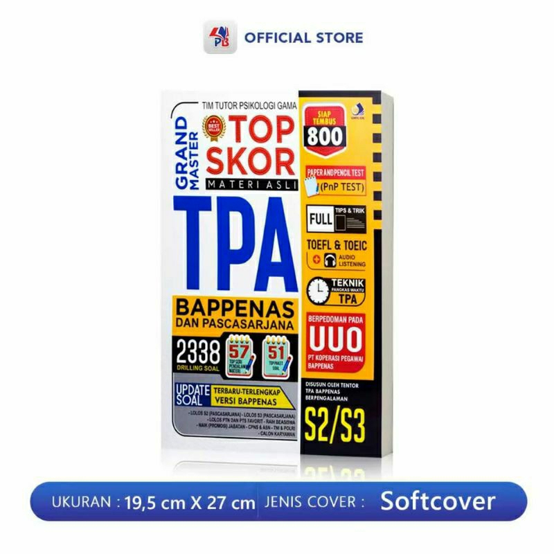 Jual Buku Tes Potensi Akademik TPA / Grand Master Top Skor TPA Bappenas ...
