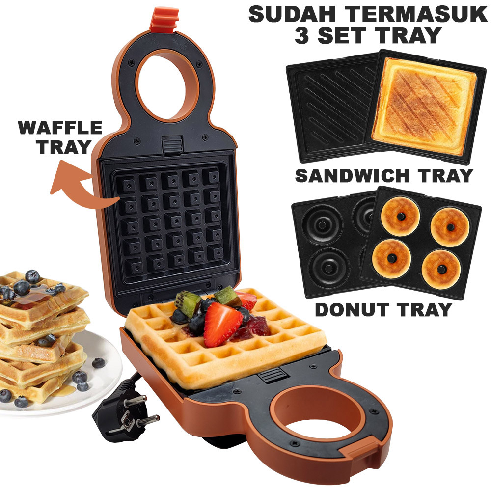 Jual Alat Pembuat Sandwich Maker 3 In 1 Dilengkapi 6 Pasang Aksesoris ...