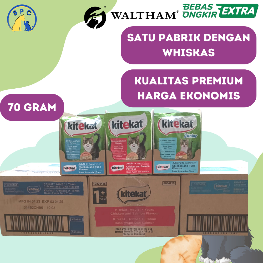 Jual KITEKAT Pouch 70 Gram Makanan Kucing Premium WHISKAS Ekonomis Cat ...
