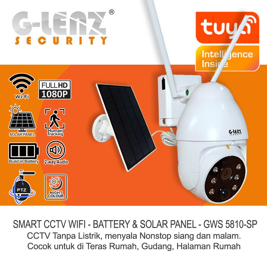 Jual GLENZ CCTV WIFI 2MP KOMPLIT BATTERE DAN SOLAR PANEL (GWIP-2100 ...