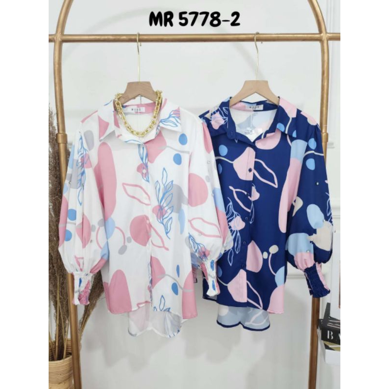 Jual 57782 - Kemeja Bunga Smoke Mutiara | Shopee Indonesia