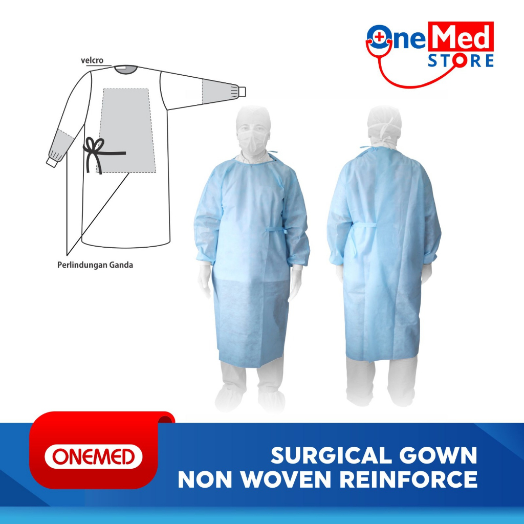 Jual Baju Operasi Surgical Gown Non Woven Reinforce OneMed OP | Shopee ...