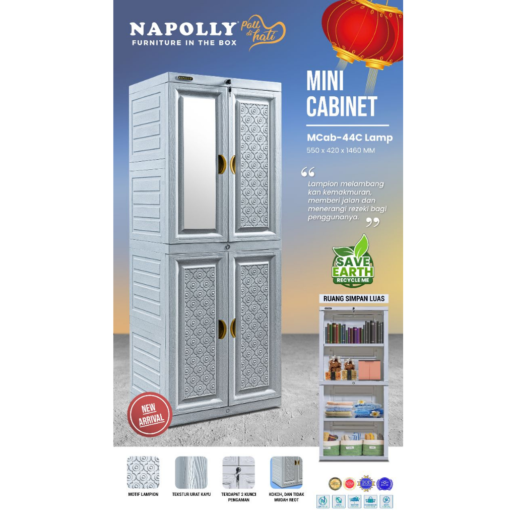 Jual LEMARI BAJU PLASTIK NAPOLLY MINI CABINET MCAB 46 ION / LEMARI ...