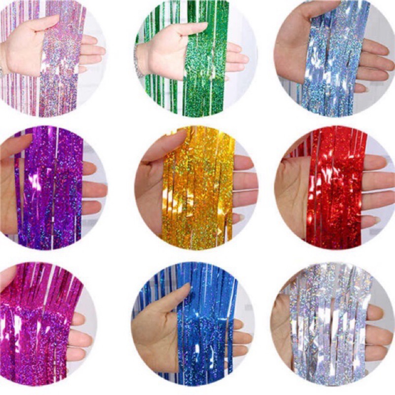 Jual TIRAI FOIL GLITTER Ulang Tahun / Rumbai / Backdrop / Banner (1*2m ...