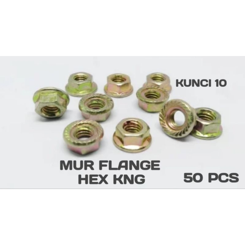 Jual MUR FLANGE M6 ( 50 PCS ) KUNCI 10 KUNING | Shopee Indonesia