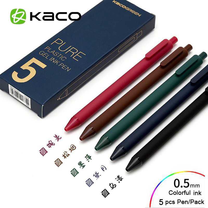 Jual Kaco PURE Vintage Gel Pen Pena Pulpen 0.5mm 5 PCS - K1015 Colorful Ink | Shopee Indonesia