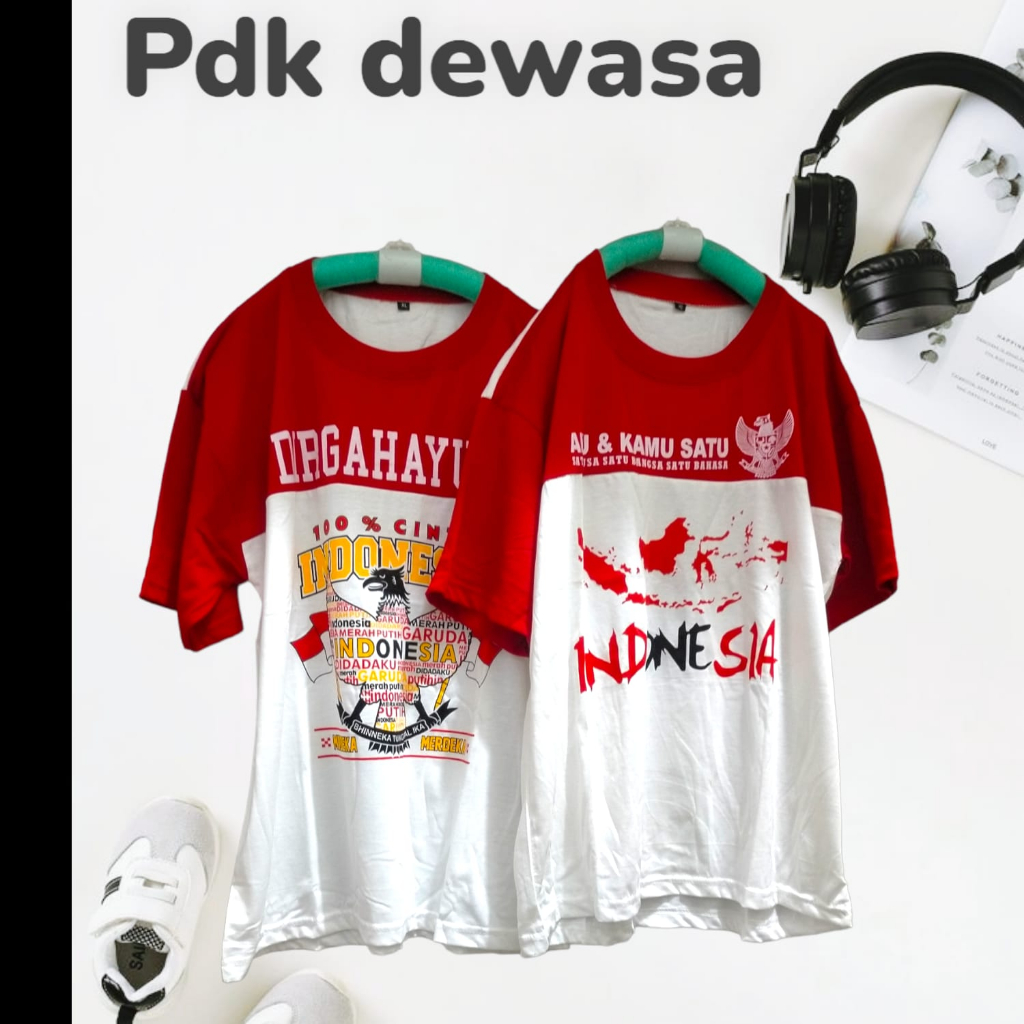 Jual ATASAN BAJU MERAH PUTIH LENGAN PENDEK DEWASA SPESIAL HUT RI ...