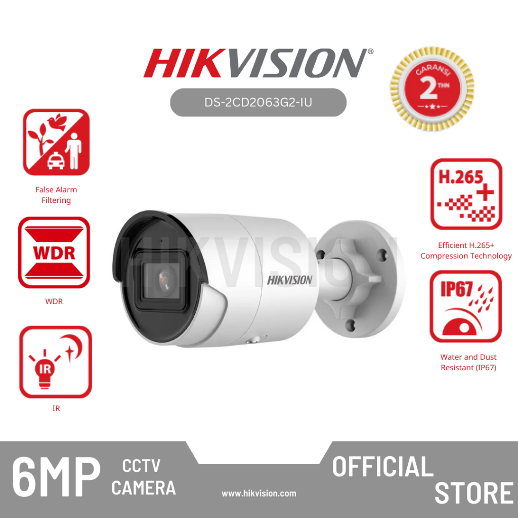 Jual Hikvision Ds 2cd2063g2 Iu Camera Ip Cctv 6 Mp Acusense Fixed