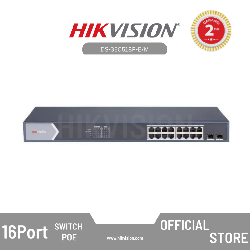 Jual HIKVISION - DS-3E0518P-E/M Switch 16 Port Gigabit Unmanaged POE Original | Shopee Indonesia