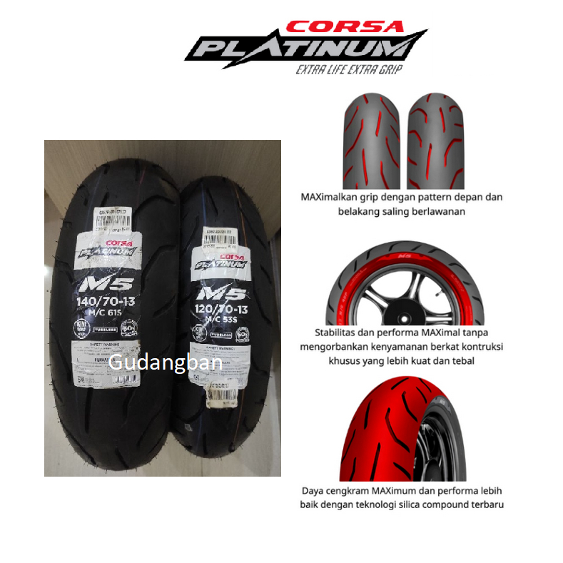 Jual ( PAKET 2 BAN NMAX ) M5 - 120 70 & 140 70 13 THN 2025 CORSA ...