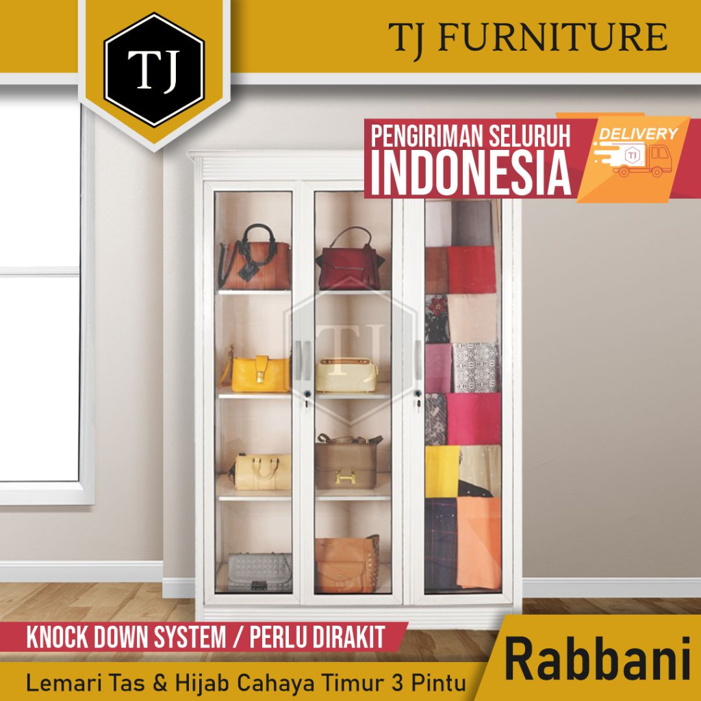 Jual Cahaya Timur Lemari Tas & Hijab Plastik PVC 3 Pintu Kaca / Rak ...