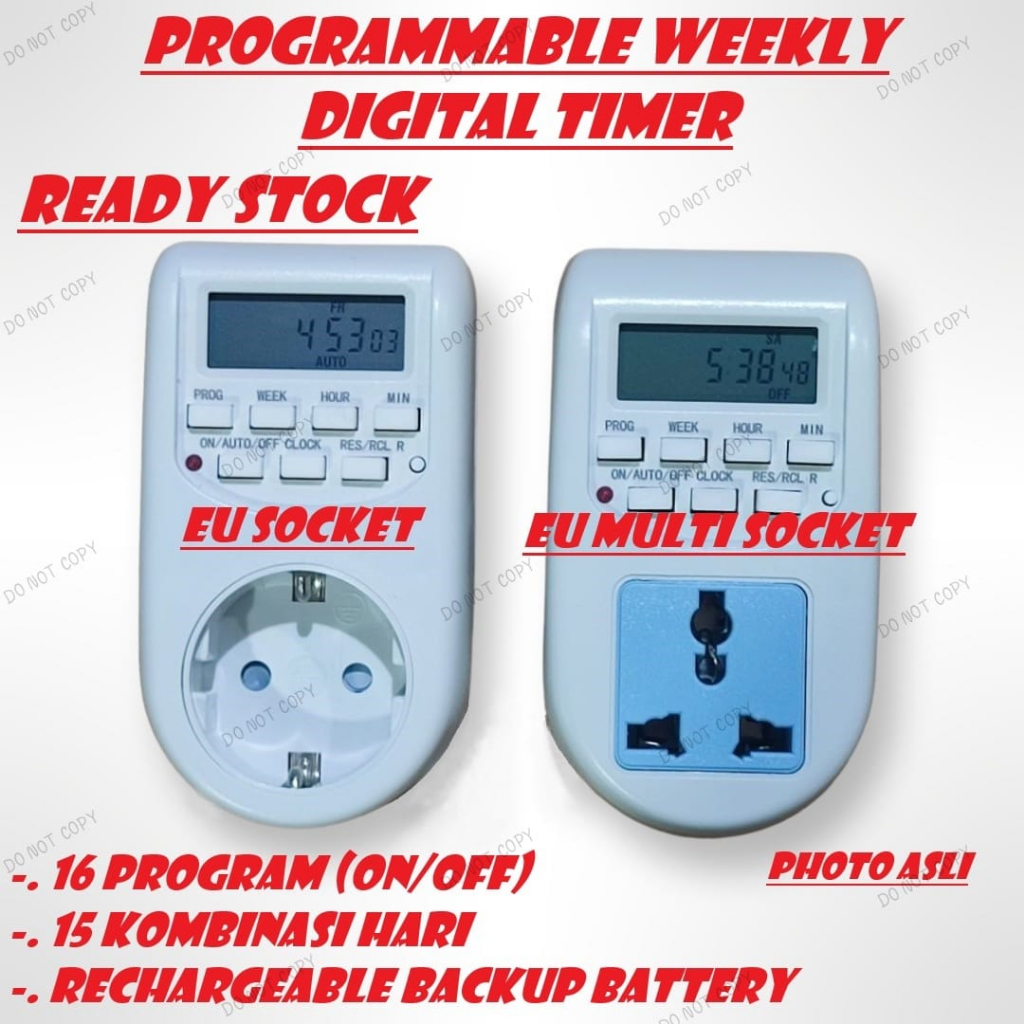 Jual Programmable Digital Timer Switch Weekly Stop Kontak Minggu 16 ...