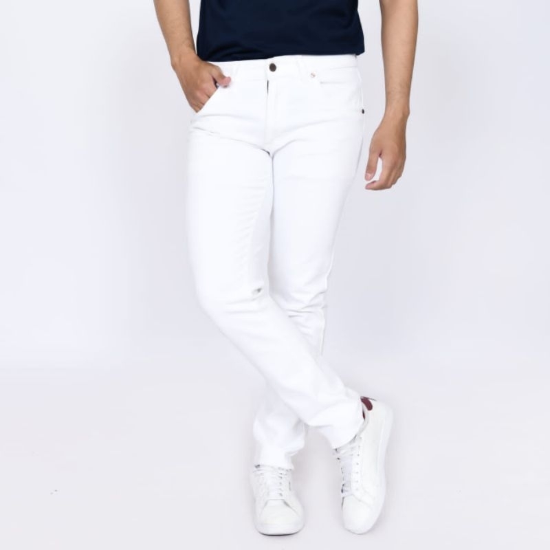 Jual SLIM FIT PUTIH CELANA JEANS PRIA PUTIH BERBAHAN JEANS MELAR ...
