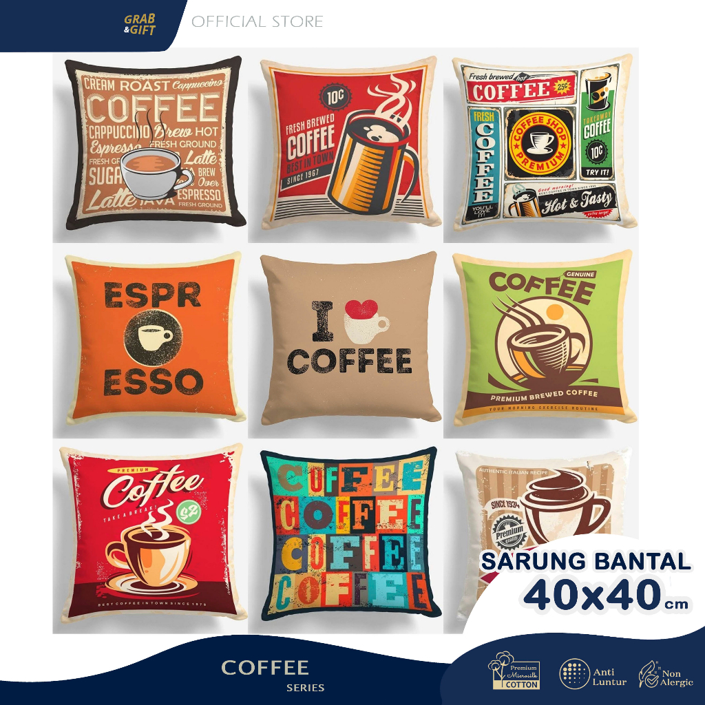 Jual SARUNG Bantal Sofa Motif Kopi Coffee 40x40 cm Coklat Brown Cushion ...