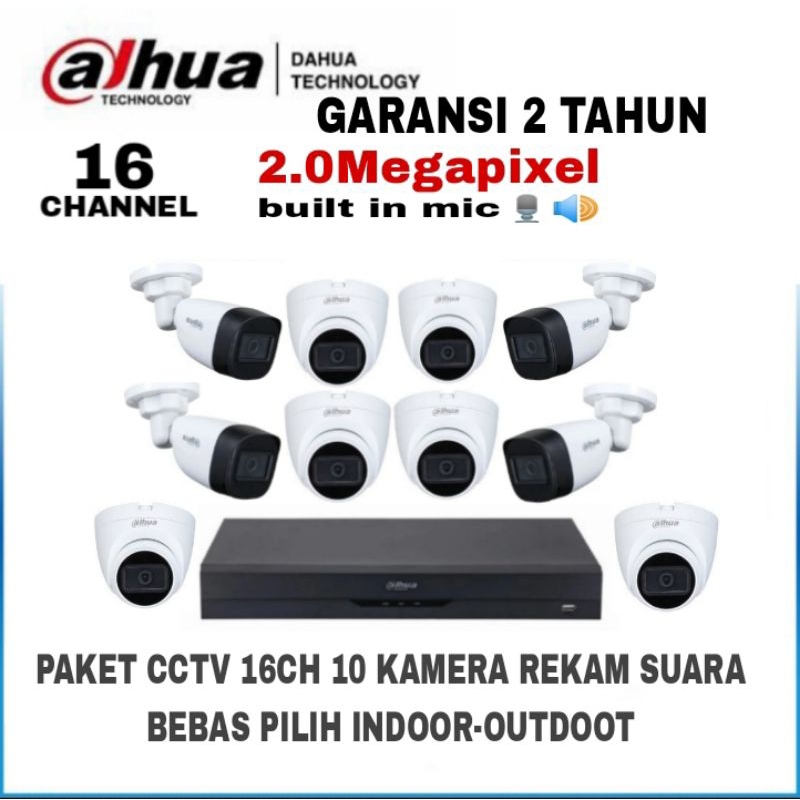 Jual PAKET CCTV DAHUA 2MP 16CH 10KAMERA FULL HD BUILT IN MIC HARDISK ...