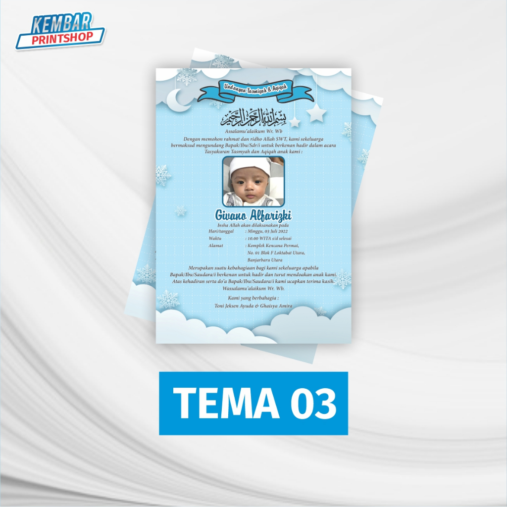 Jual UNDANGAN TASMIYAH/ UNDANGAN AQIQAH /UNDANGAN TASYAKURAN MURAH ...