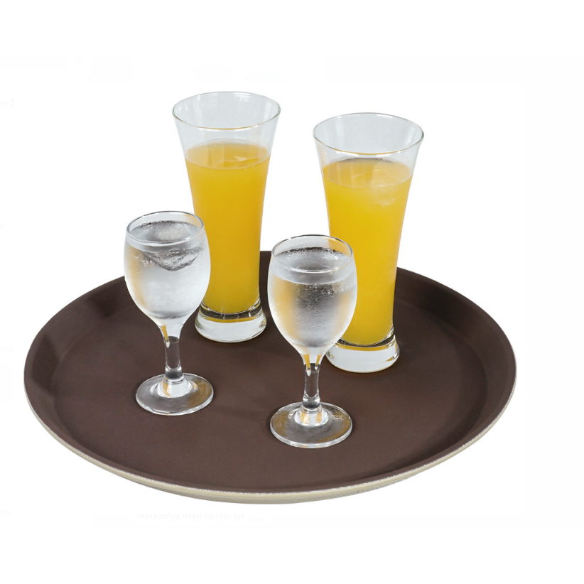 Jual MUTU Nampan Pelayan Anti Slip Bulat Cokelat 14 Inch Tray Restoran ...