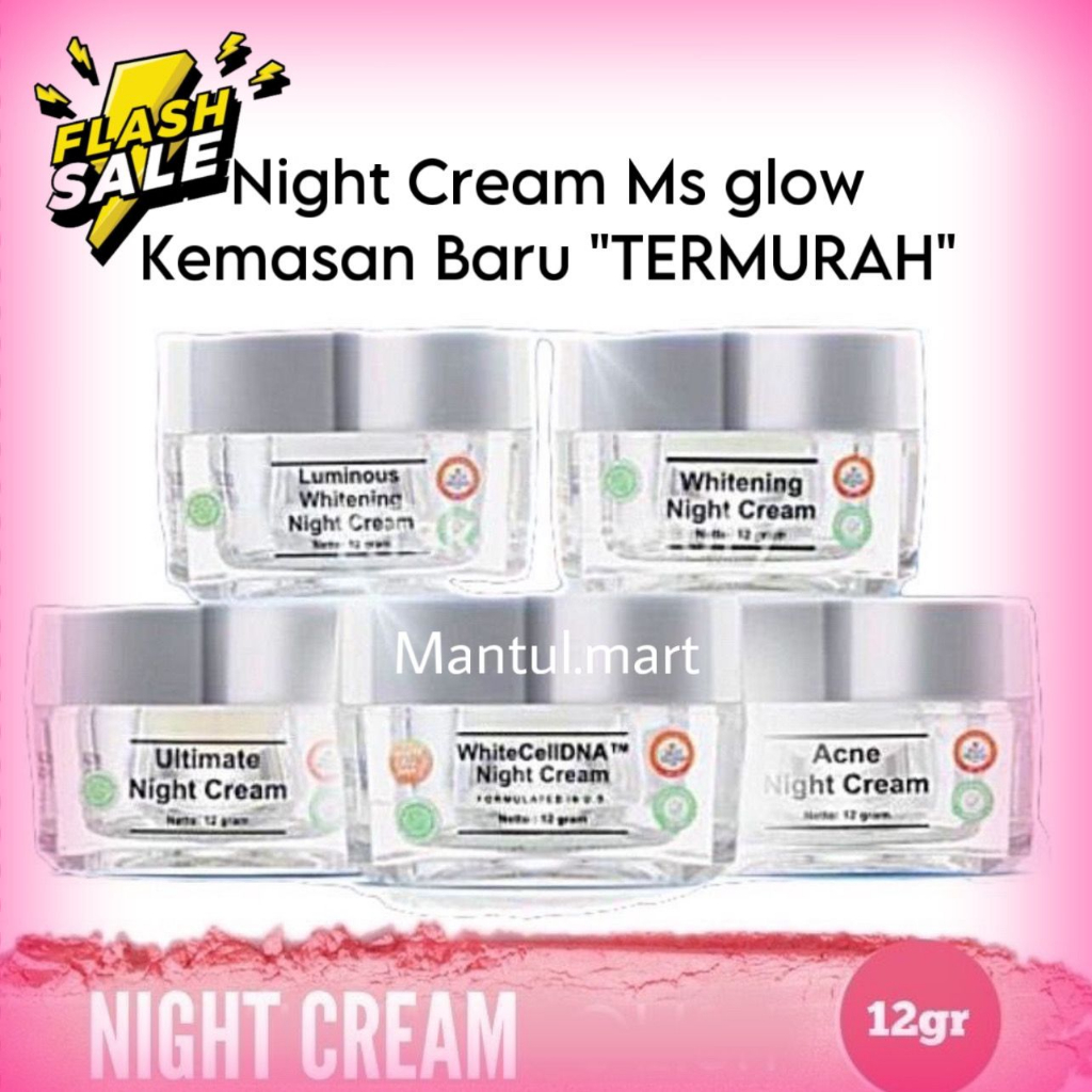 Jual NIGHT CREAM MS GLOW / CREAM MALAM / DAY CREAM / ACNE LUMINOUS WHITENING DNA ULTIMATE ...