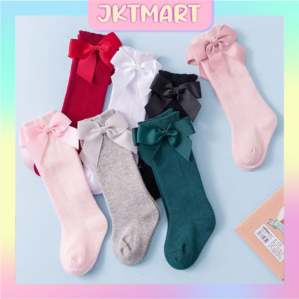 Jual ⭐ JKTMART ⭐ Kaos Kaki Bayi Panjang Pita Selutut / Kaus Kaki Anak Perempuan Panjang Motif ...