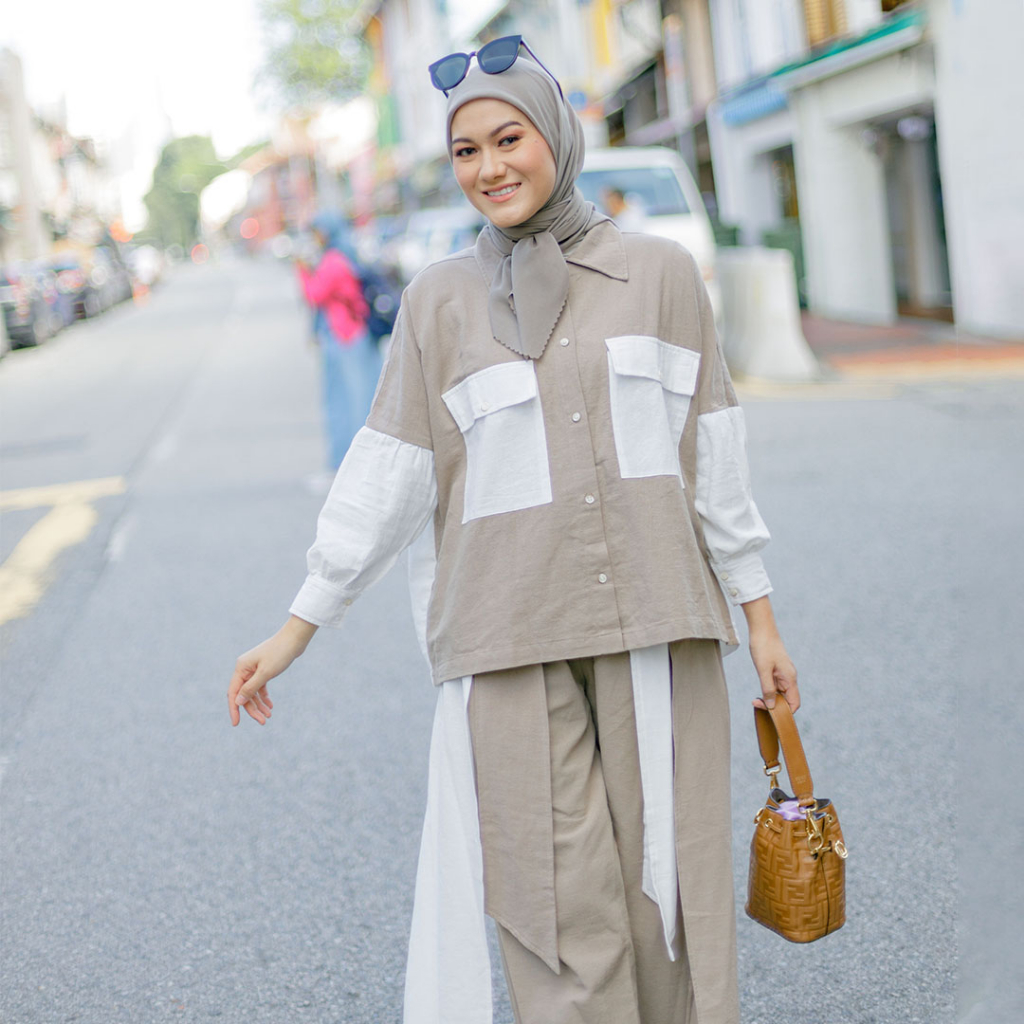 Jual Lozy Hijab - Hooja Set (One Set Linen Setelan Kemeja Katun Linen) | Shopee Indonesia