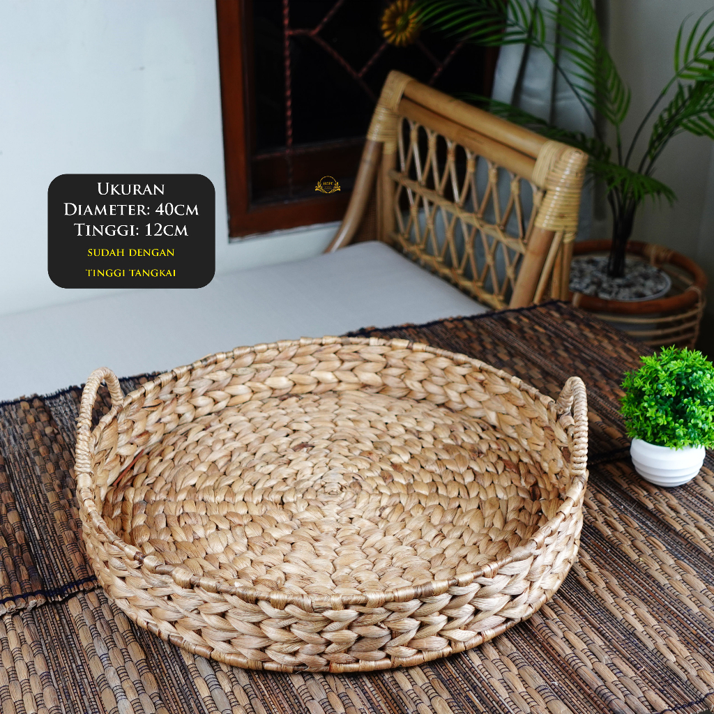 Jual Nampan Bulat Anyam Enceng Estetik / Tray Baki Keranjang Bulat ...