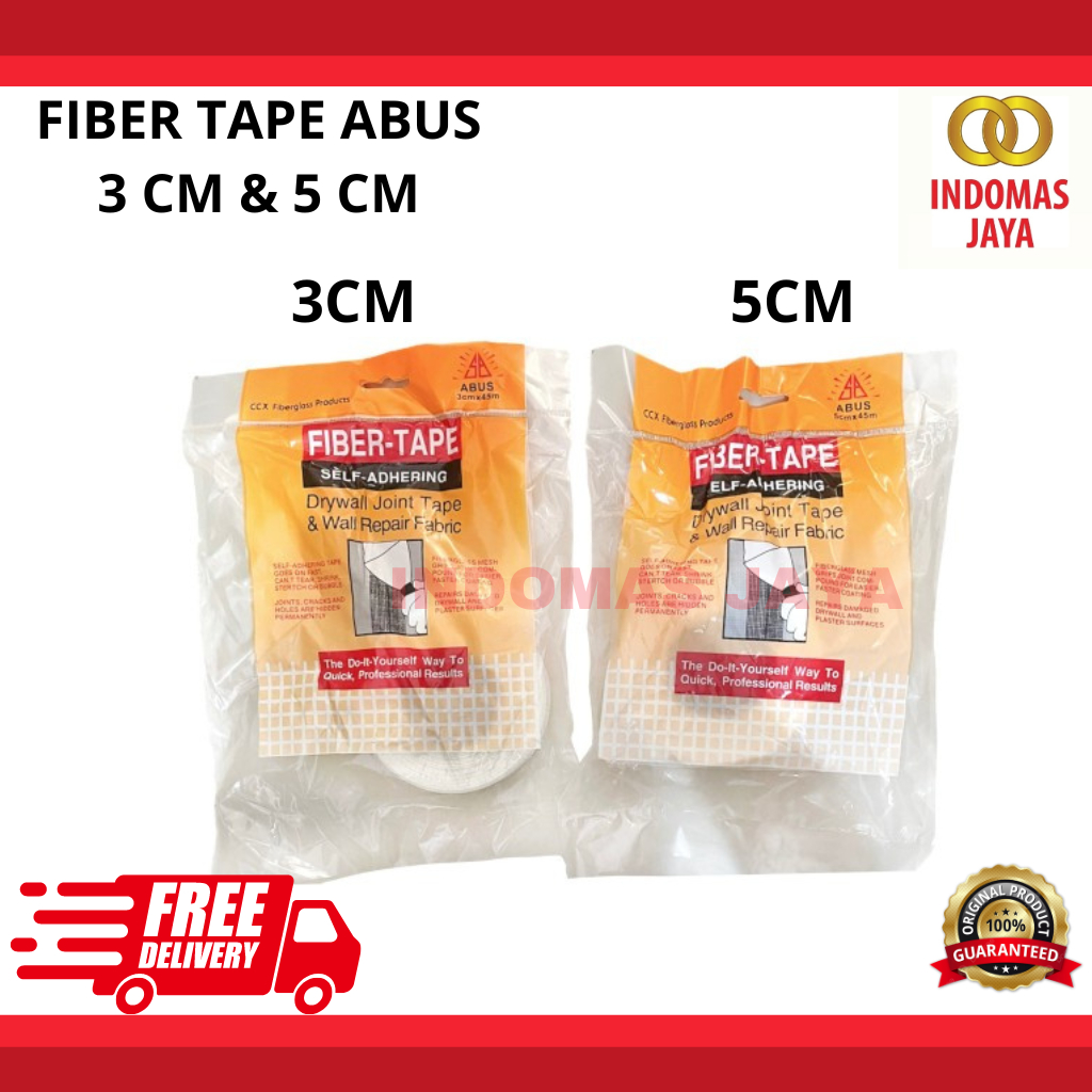 Jual Abus Fiber Tape Lakban Gypsum Lem Kain Kasa Fiber 5 Cm Dan 3 Cm